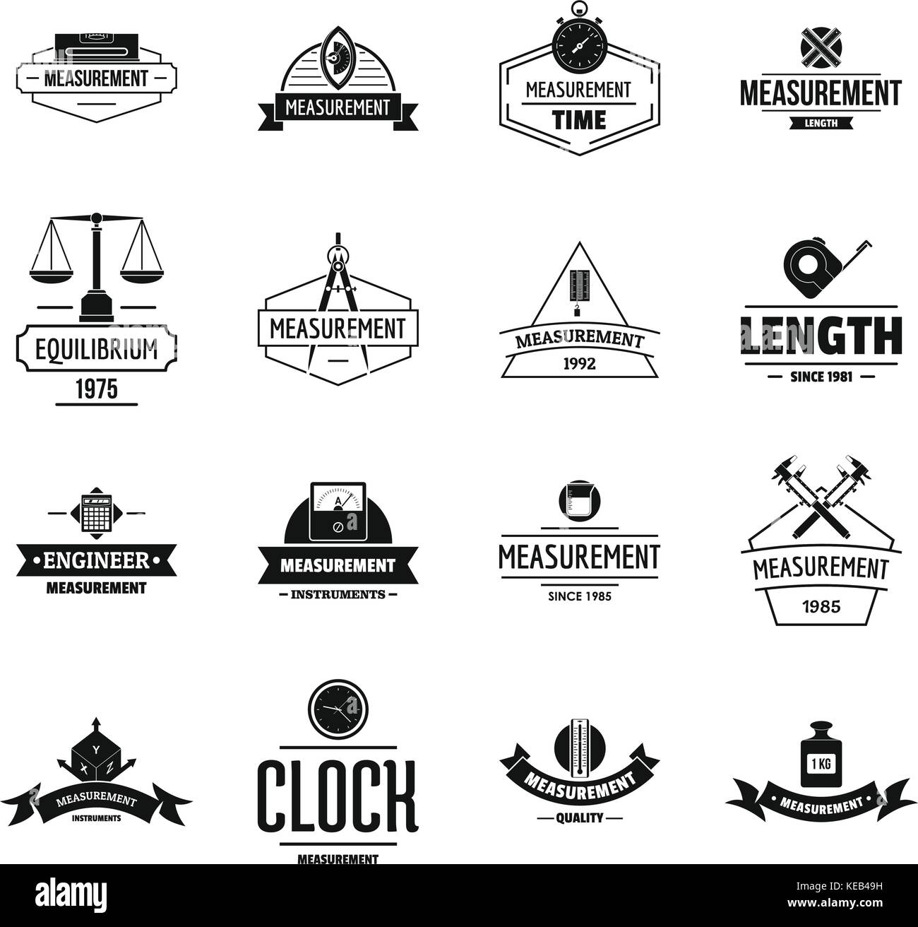 Measure precision logo icons set, simple style Stock Vector Image & Art ...