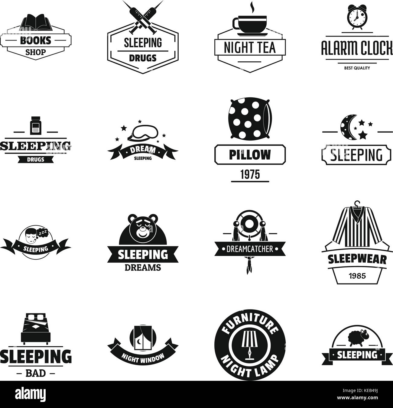 Sleep logo icons set, simple style Stock Vector Image & Art - Alamy