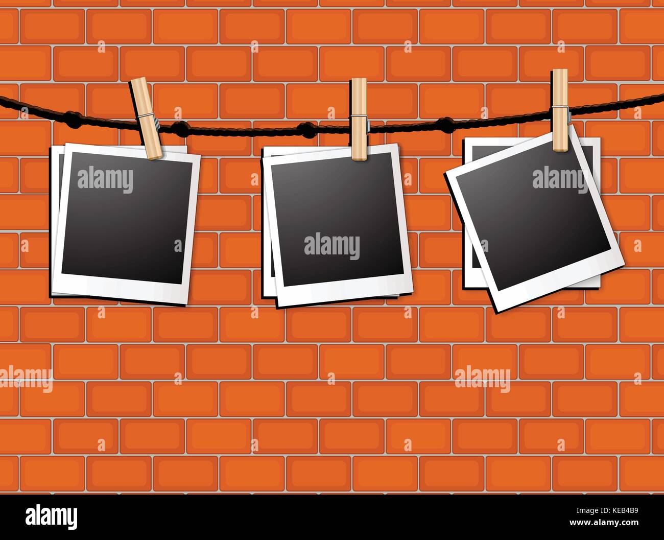 Illustration of photo frames hanging on a rope Stock Vector Image & Art ...
