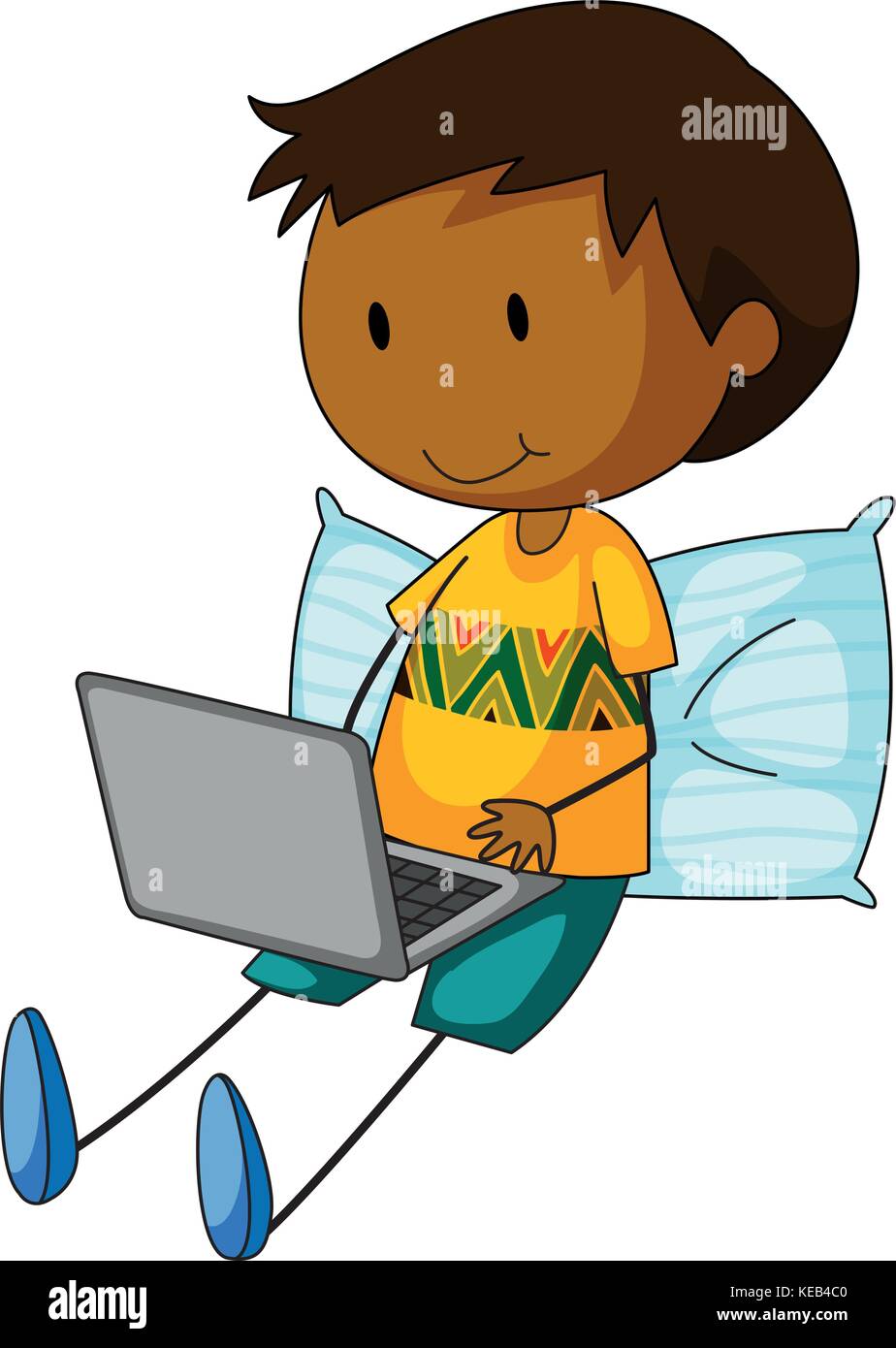 Closeup boy working on a laptop computer Stock Vector Image & Art - Alamy