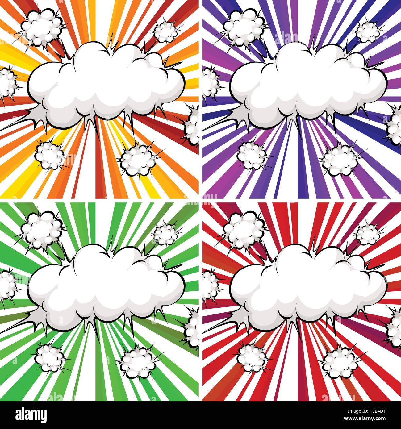 Four different cloud explosions with theme color Stock Vector Image ...
