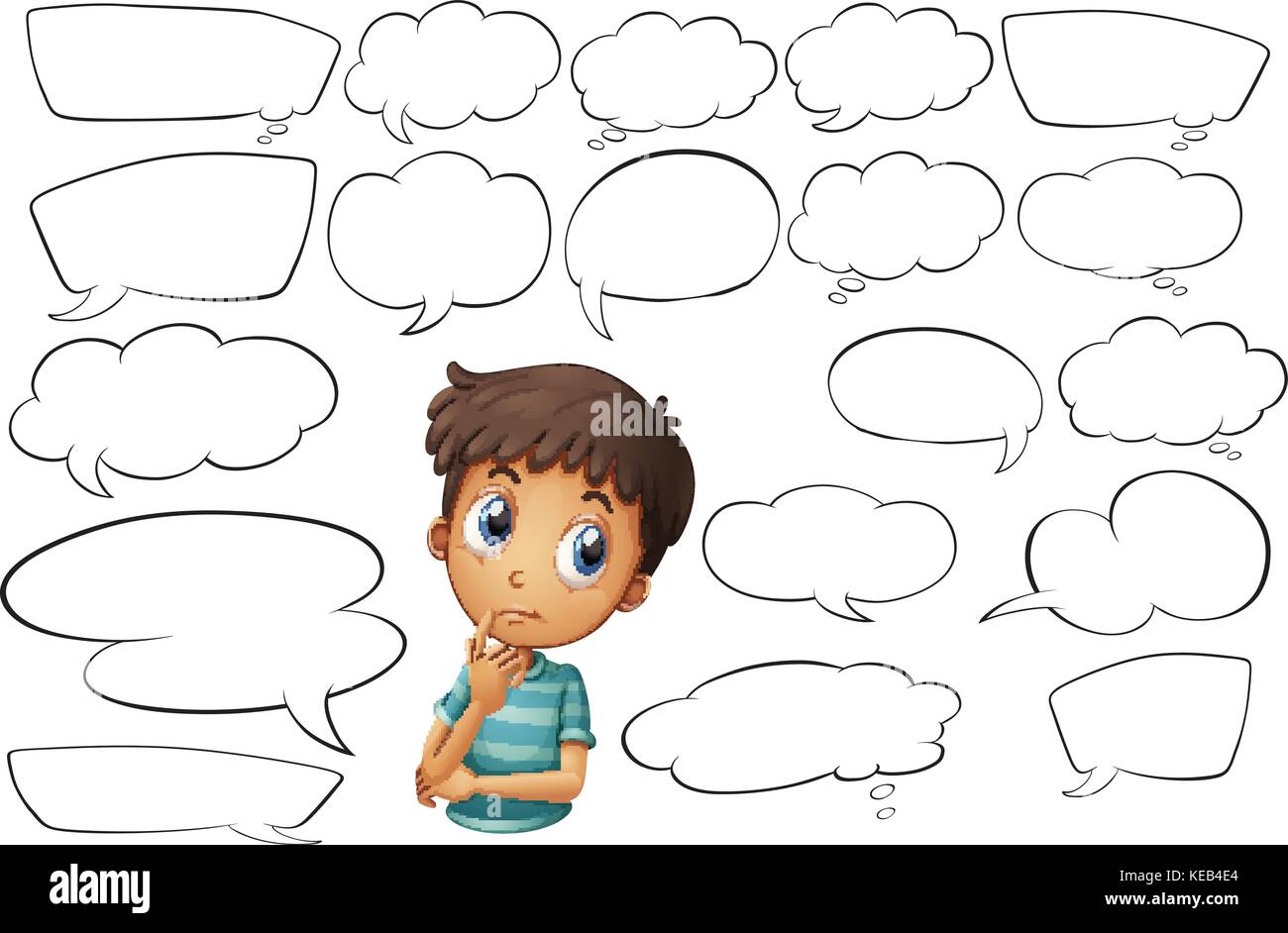 Boy with blank thinking bubbles Stock Vector Image & Art - Alamy