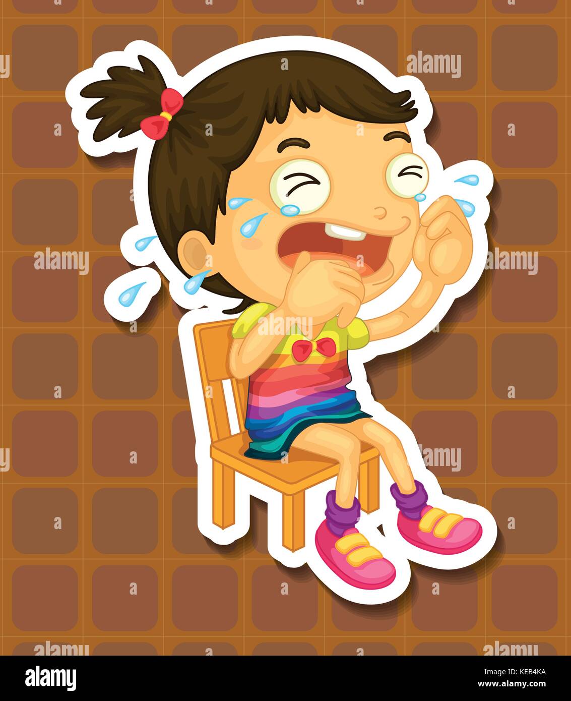 Sad girl on the chair crying Stock Vector Image & Art - Alamy