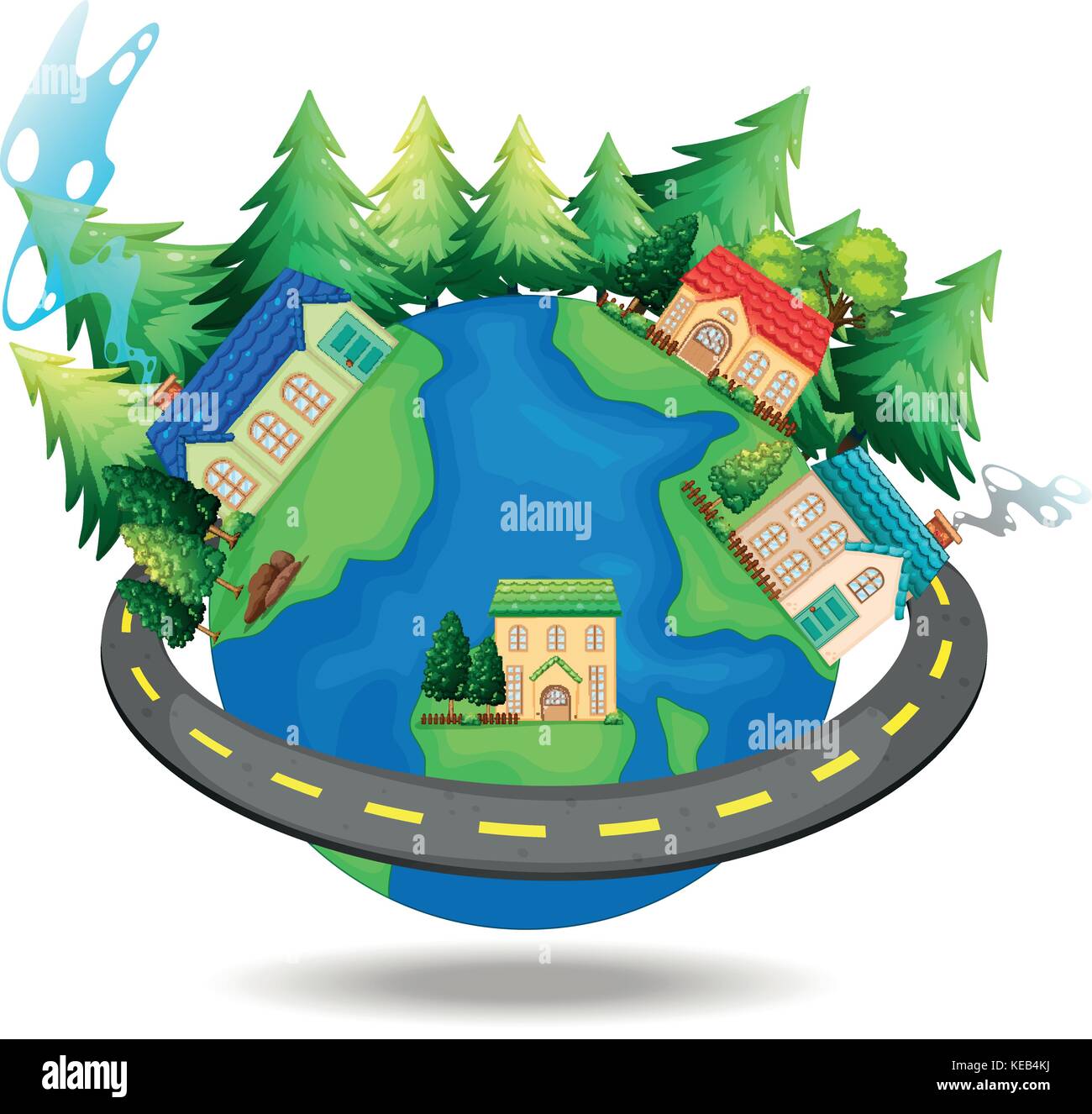Houses around the world and pine trees Stock Vector Image & Art - Alamy