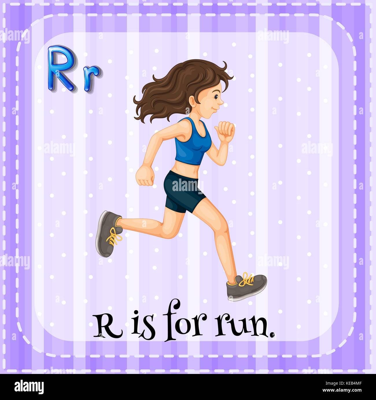 Flashcard of a letter R with a woman running Stock Vector Image & Art ...