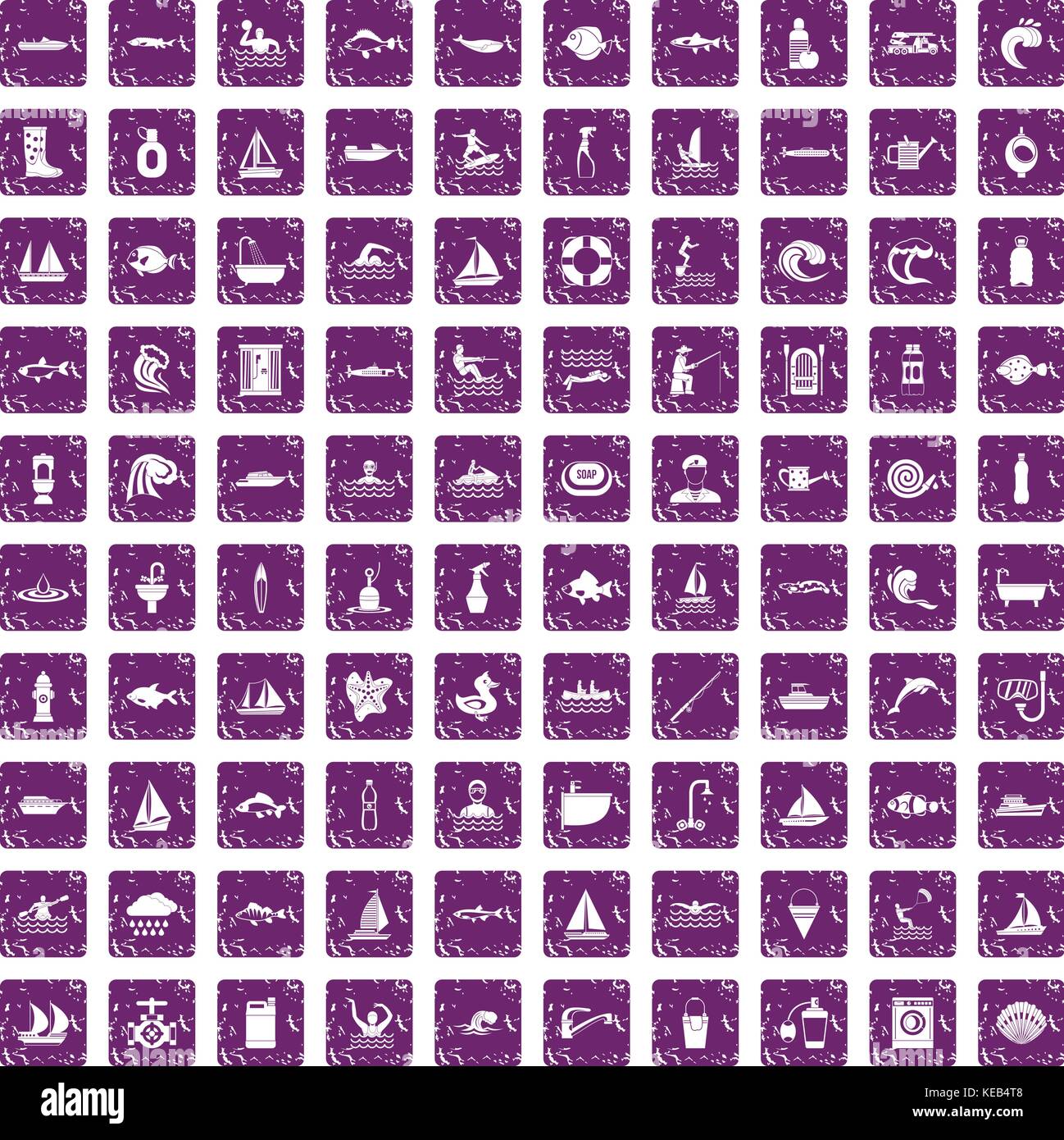 100 water icons set grunge purple Stock Vector Image & Art - Alamy