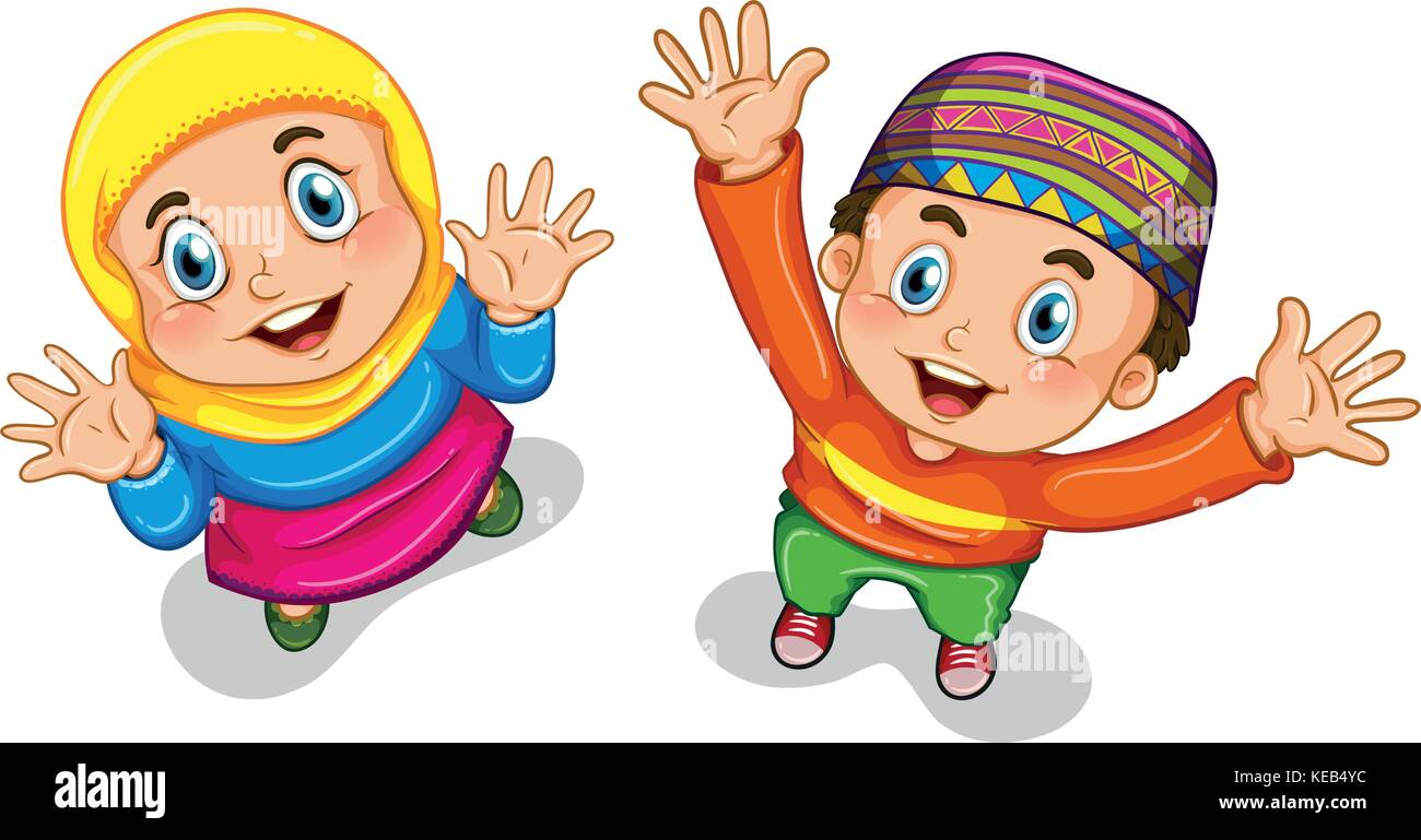 Close up muslim boy and girl in costume Stock Vector Image & Art - Alamy
