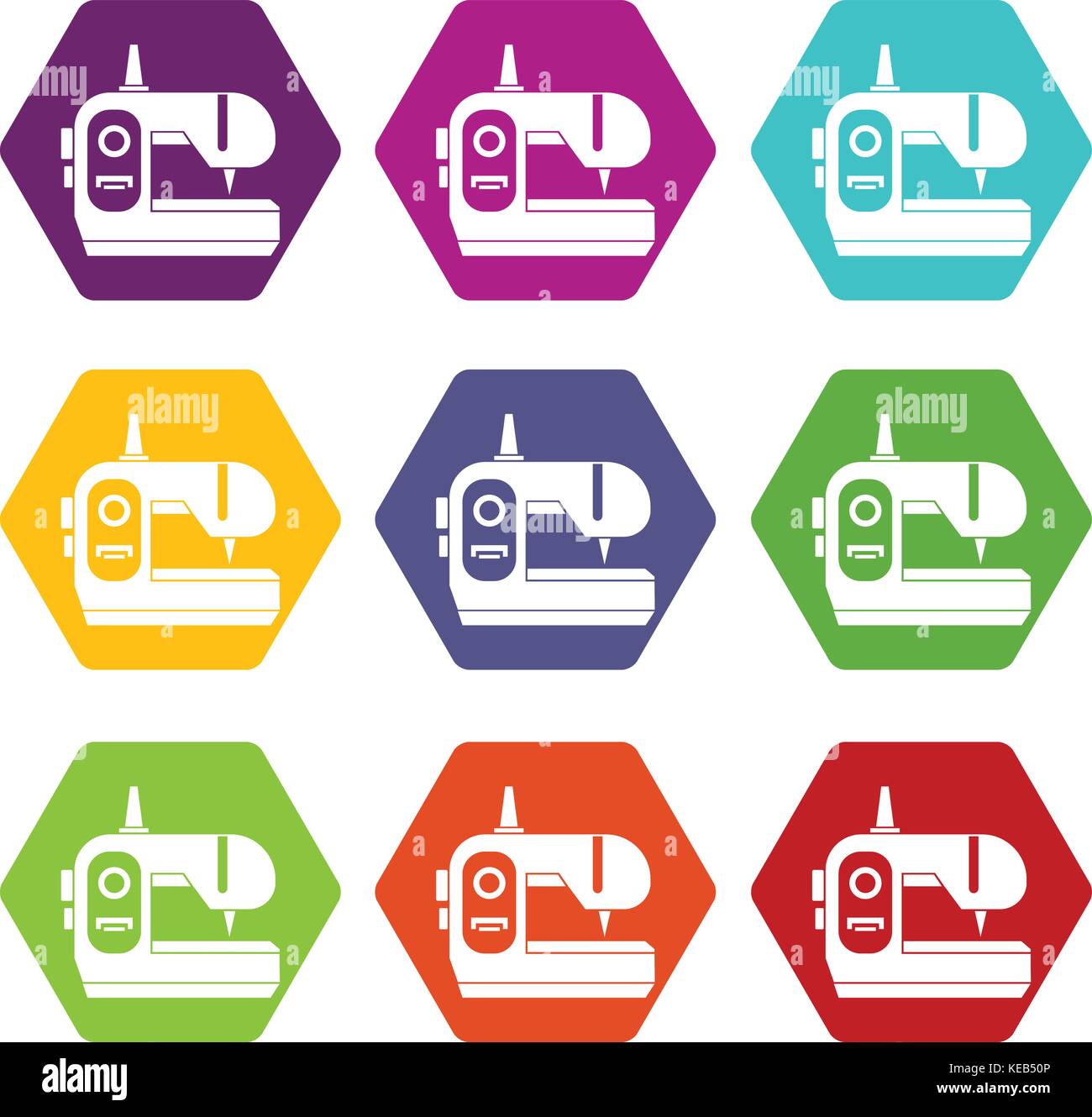 Sewing machine icon set color hexahedron Stock Vector Image & Art - Alamy