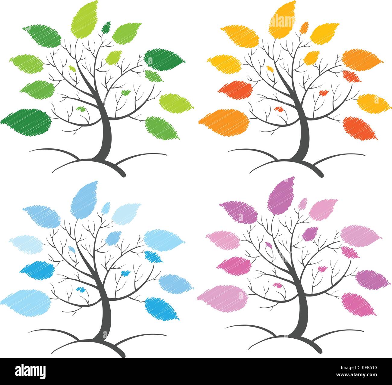 Group of four trees Stock Vector Images - Alamy