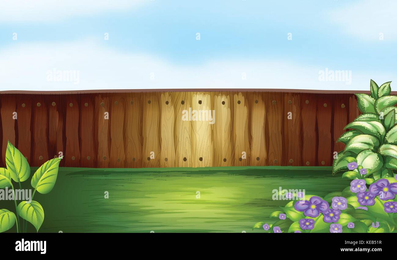Illustration of a backyard with a wooden fence Stock Vector Image & Art ...