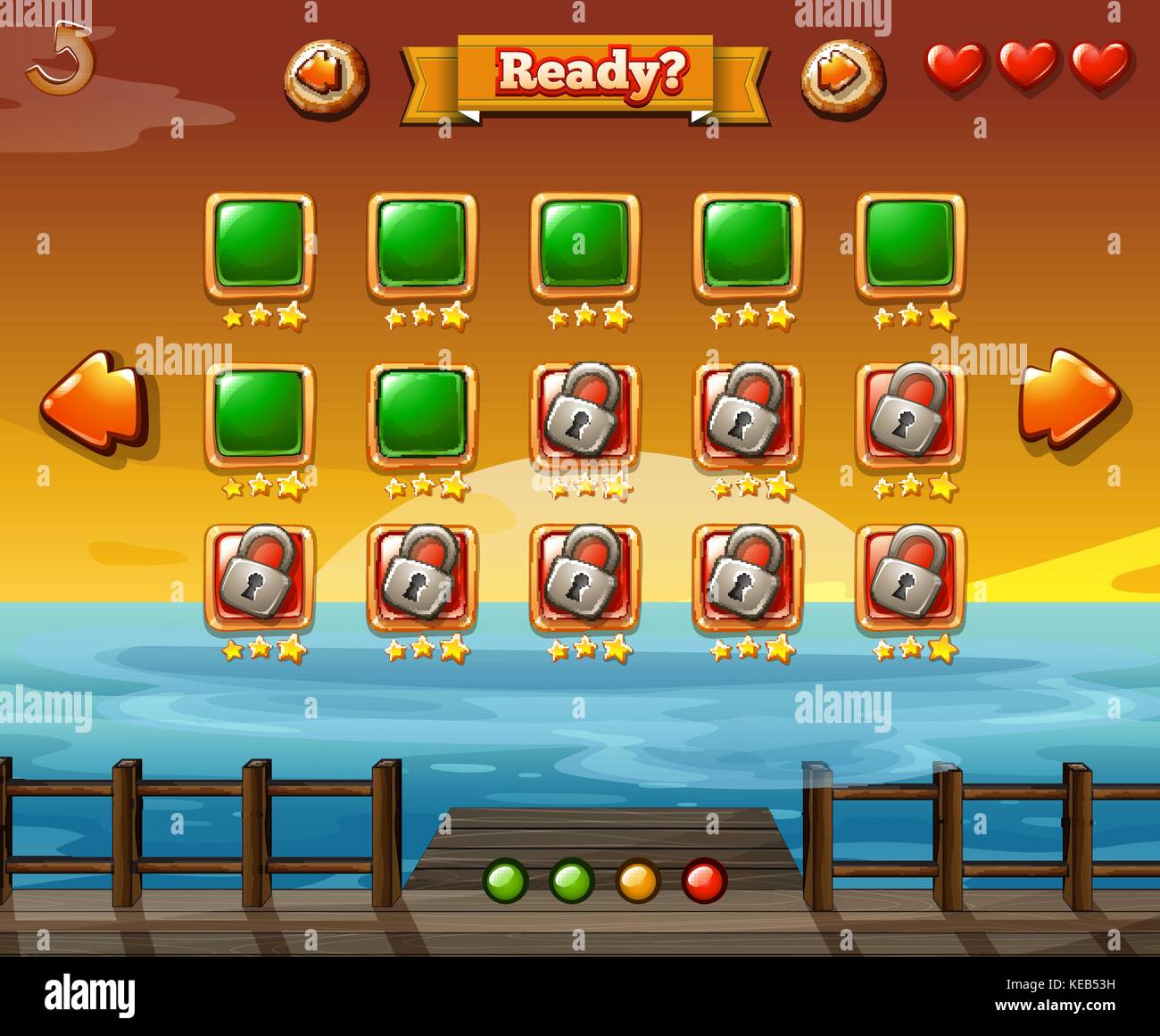 Game template with ocean at sunset background Stock Vector Image & Art ...