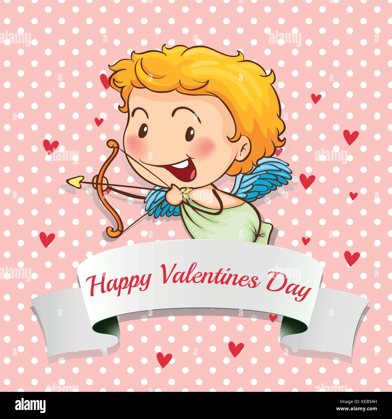 Illustration of a cupid shooting arrow on a valentine card Stock Vector ...