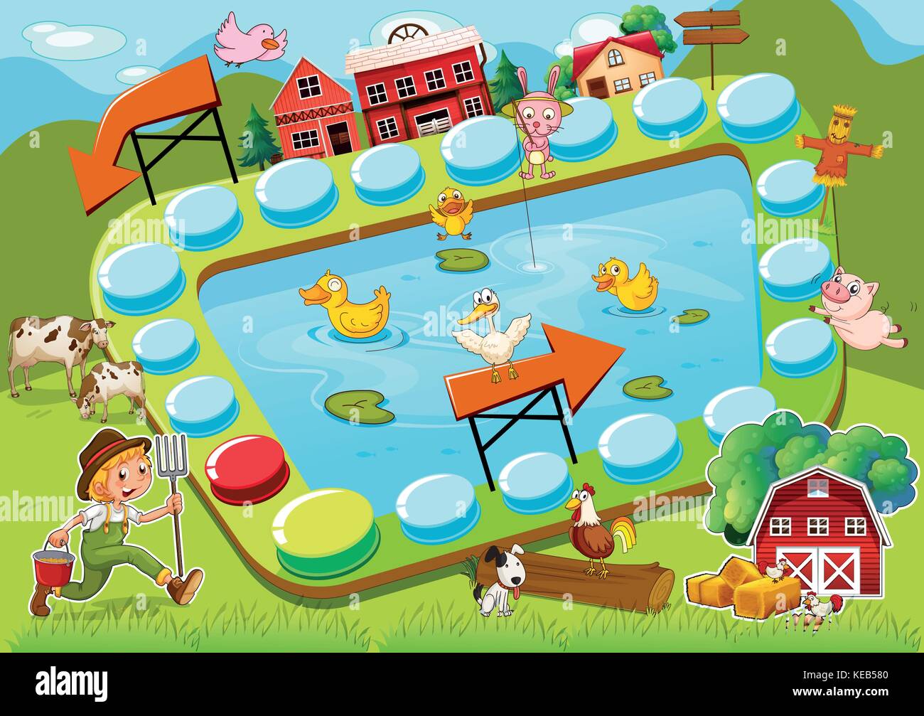 Illustration of a boardgame with countryside background Stock Vector ...