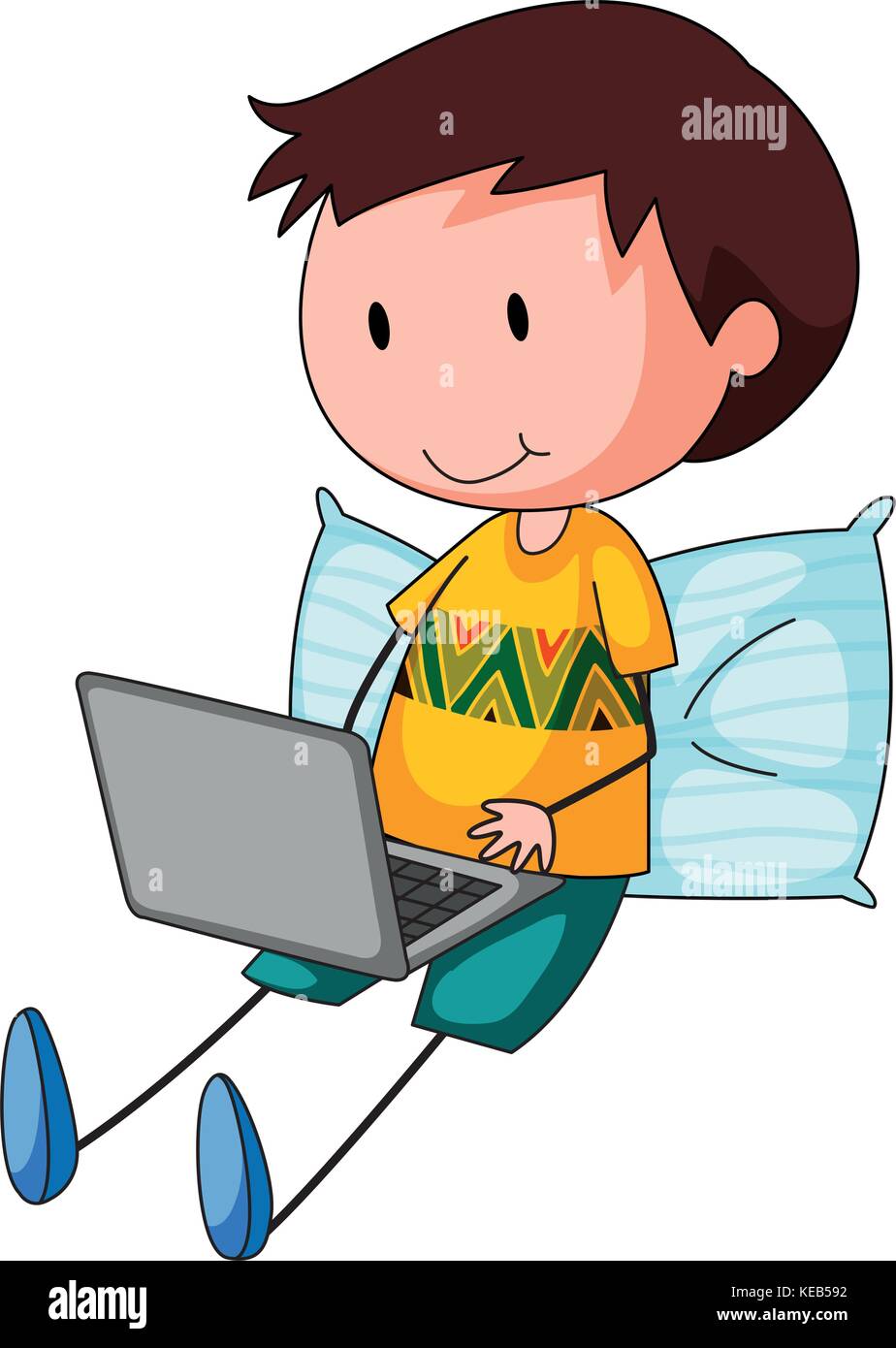 Poster of a boy sitting with a laptop Stock Vector Image & Art - Alamy