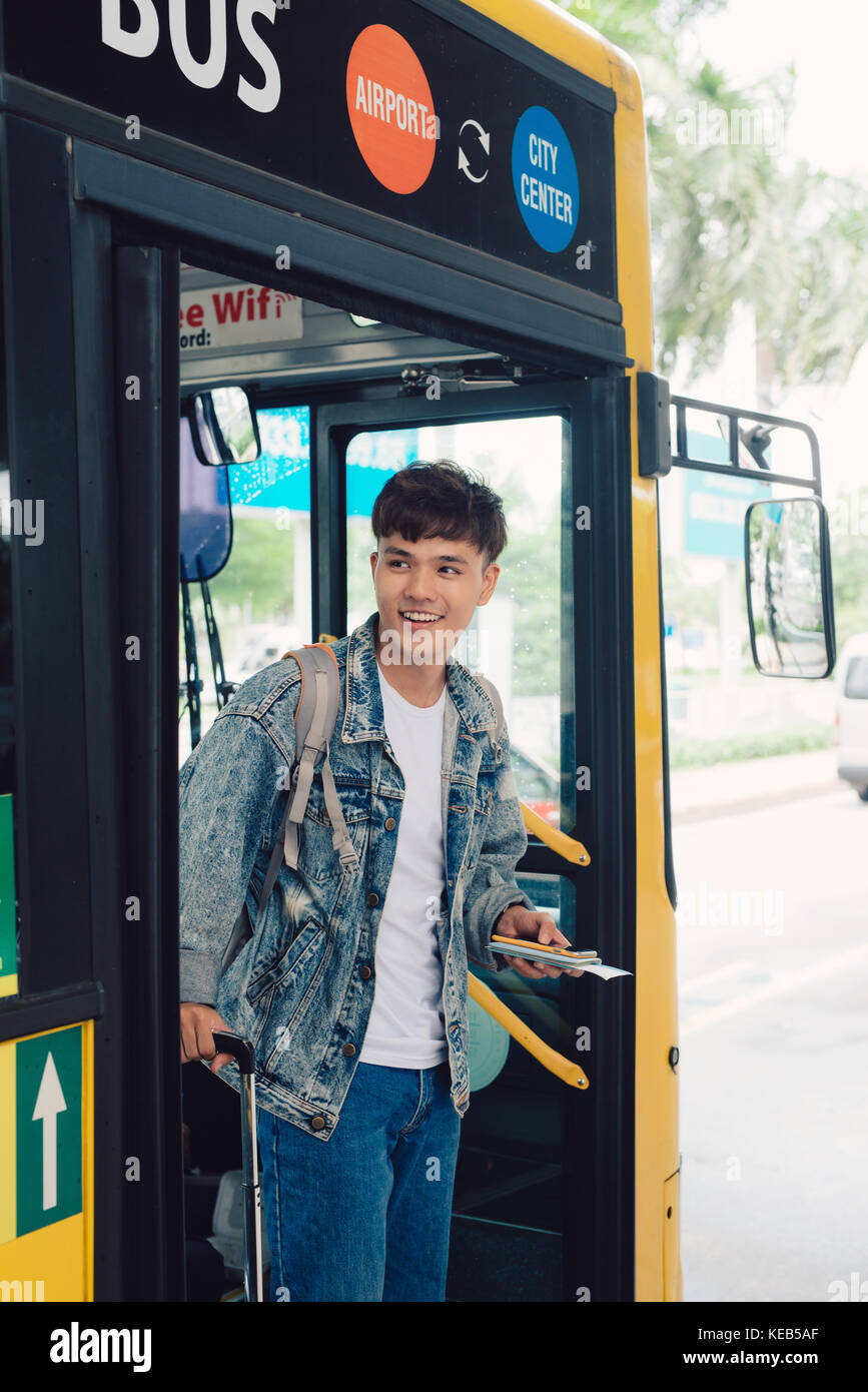 Person getting off bus hi-res stock photography and images - Alamy