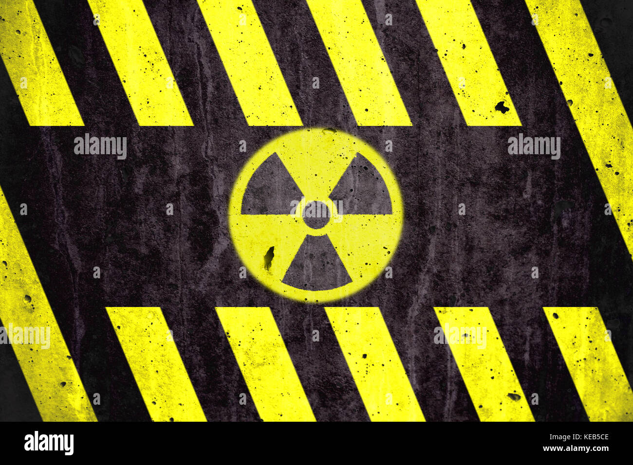 Radioactive (ionizing radiation) danger symbol with yellow and black ...