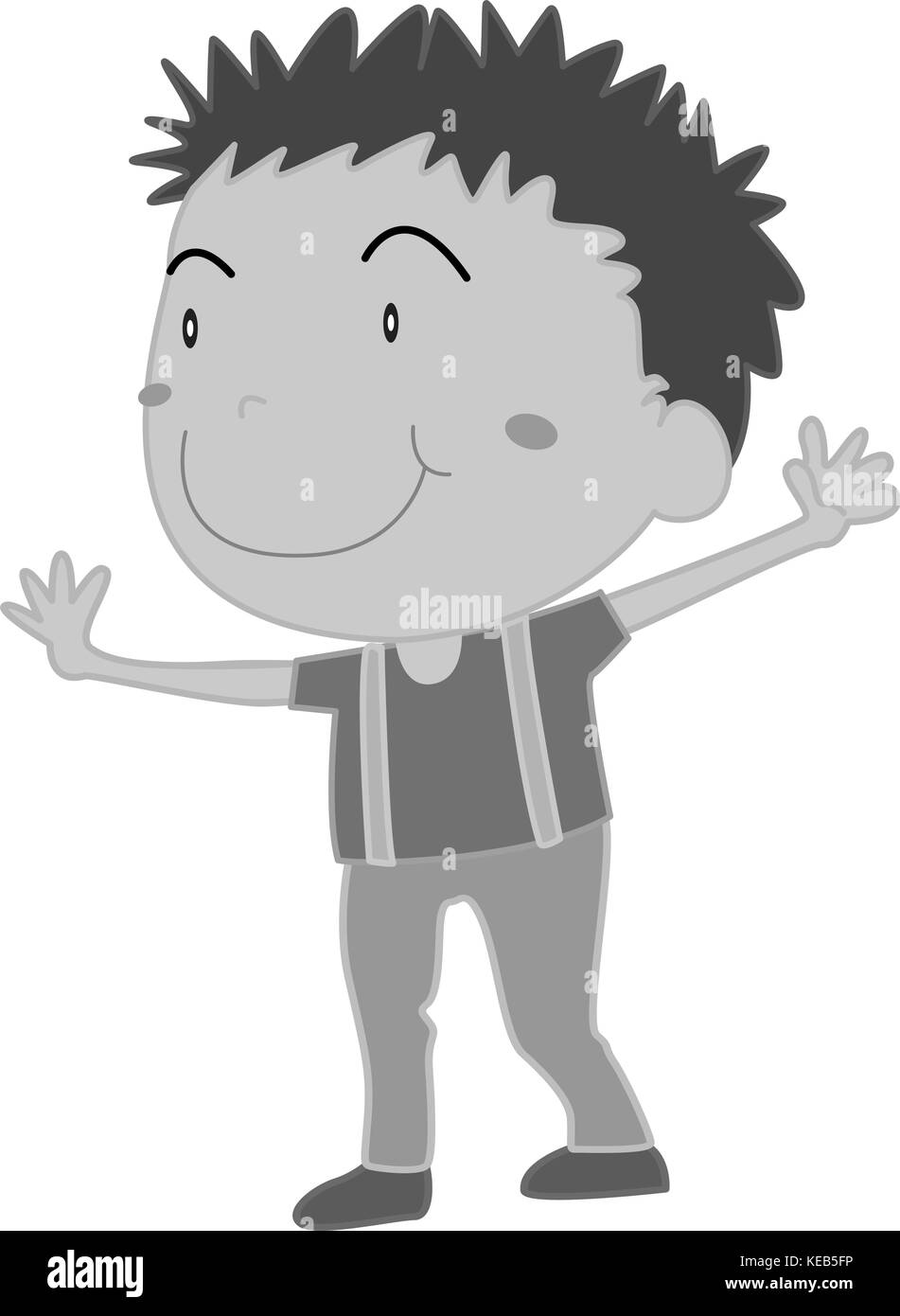Happy boy standing with his arms up Stock Vector Image & Art - Alamy