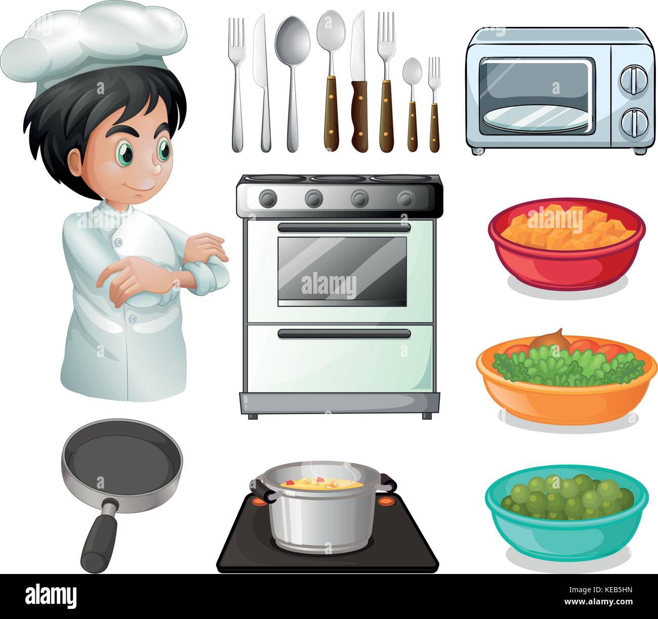Set of chef with other kitchen equipments Stock Vector Image & Art - Alamy