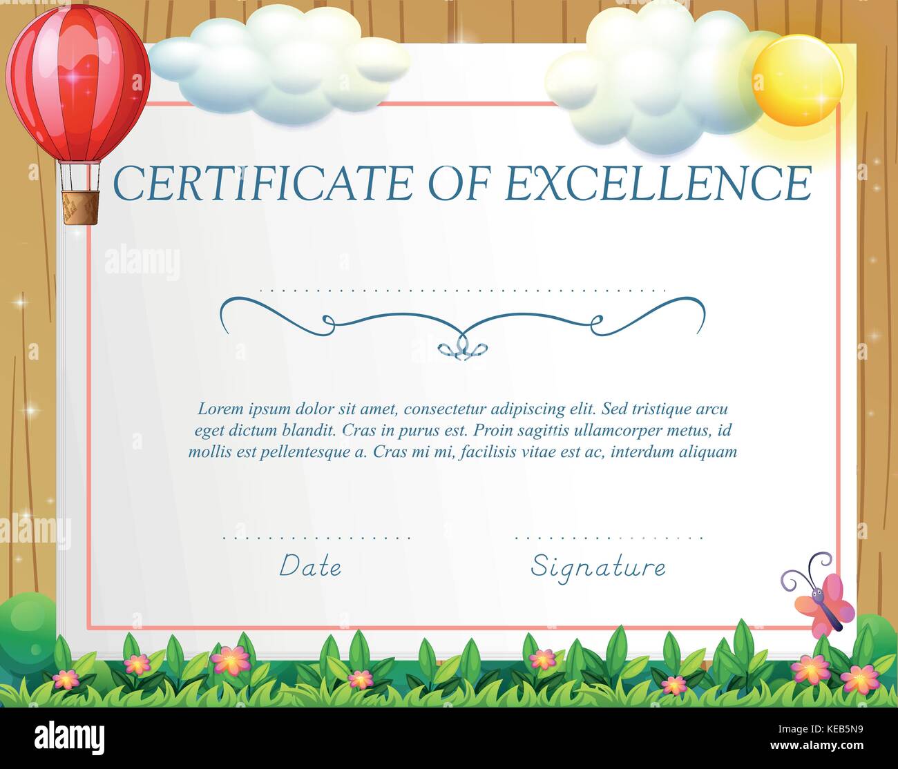 Certificate template with balloon background Stock Vector Image & Art ...
