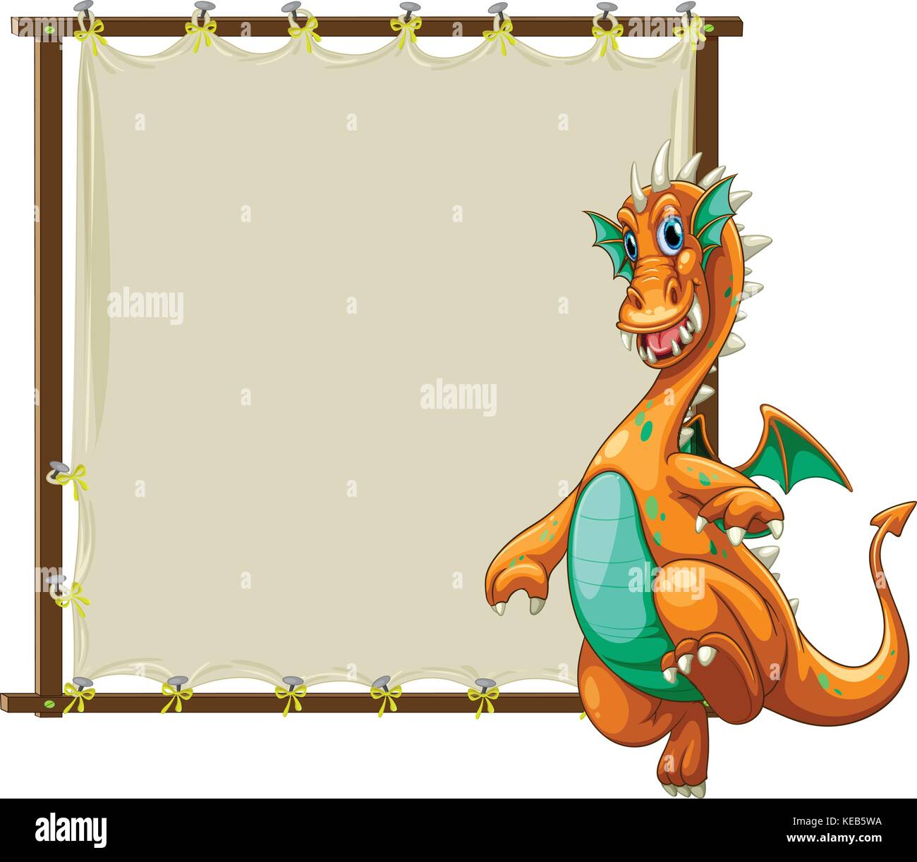 Dragon standing next to the wooden frame Stock Vector Image & Art - Alamy