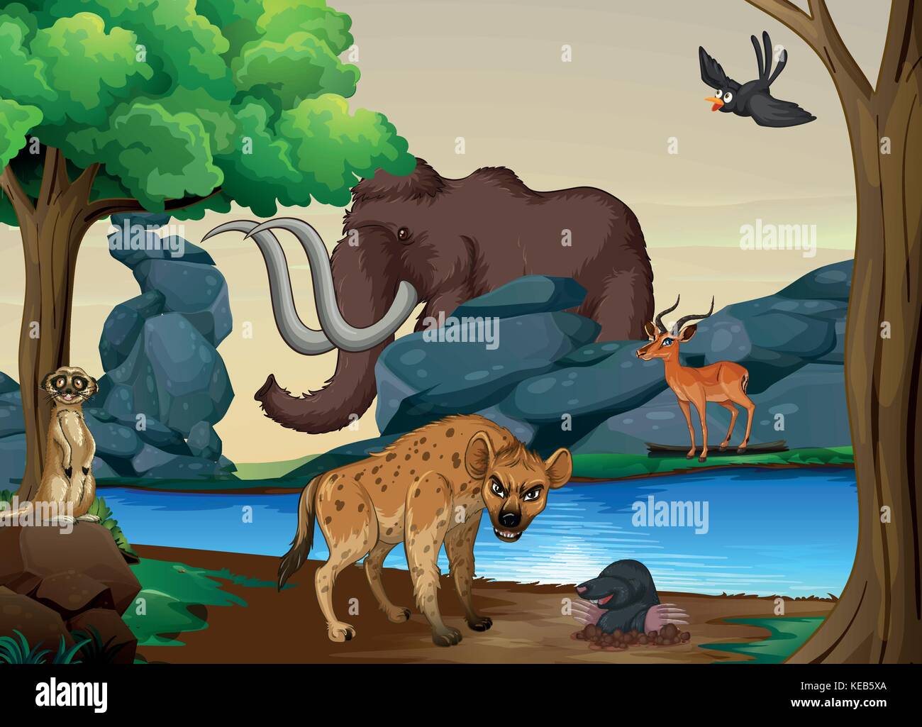 Poster of wild animals at the river bank Stock Vector Image & Art - Alamy