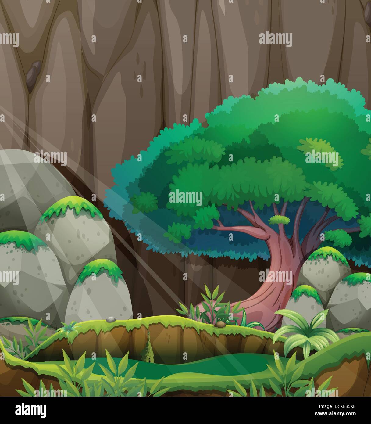 Tree roots cliff Stock Vector Images - Alamy