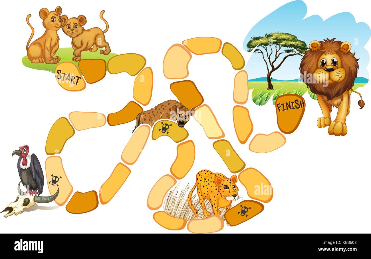 Illustration of a board game with animals Stock Vector Image & Art - Alamy