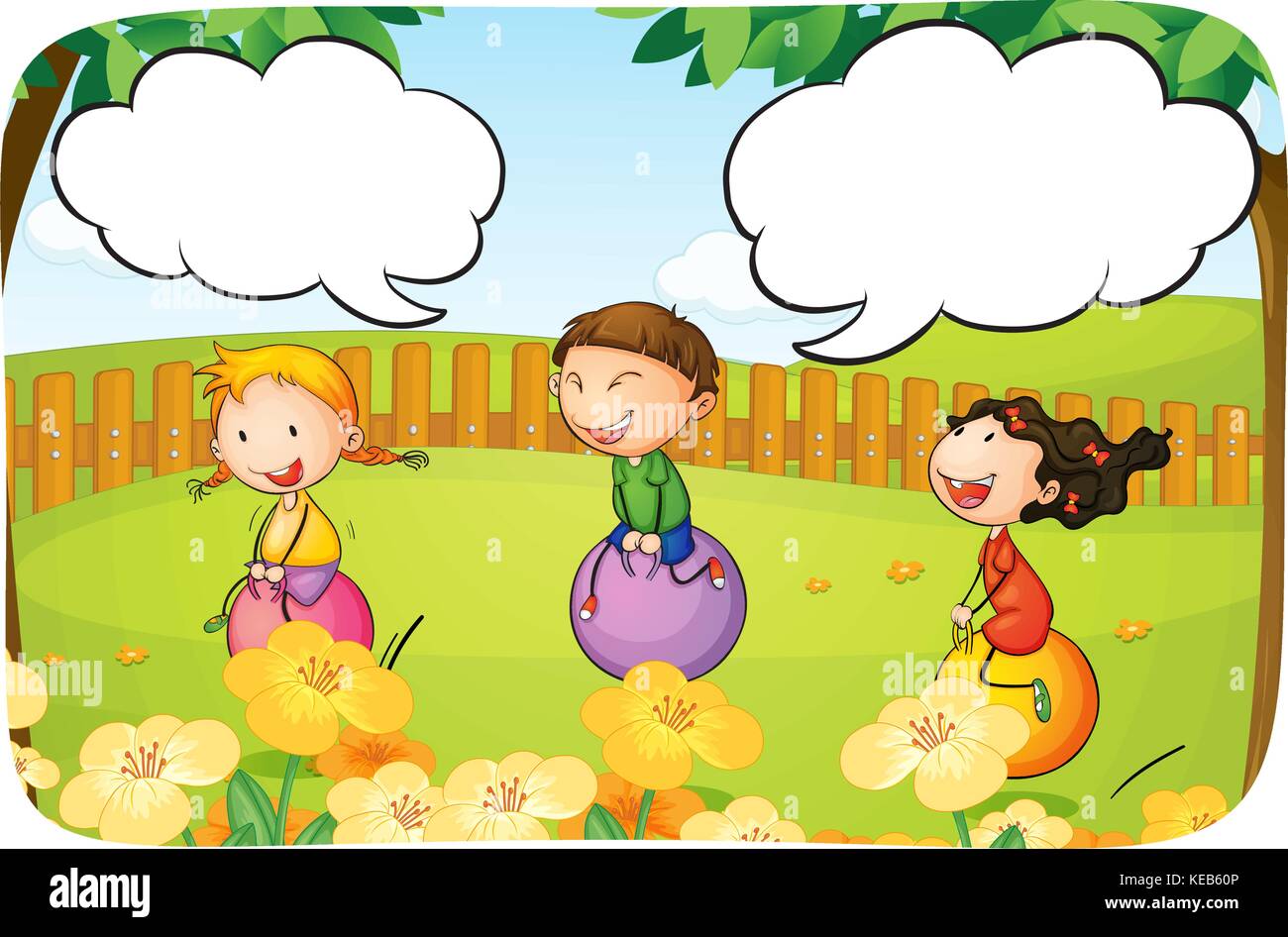 Children playing ball in the garden Stock Vector Image & Art - Alamy
