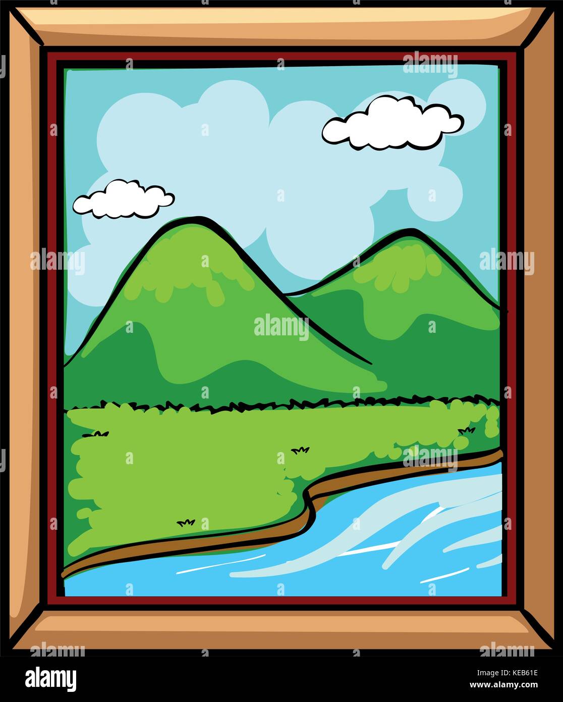 Picture frame with view of river and mountains Stock Vector Image & Art ...