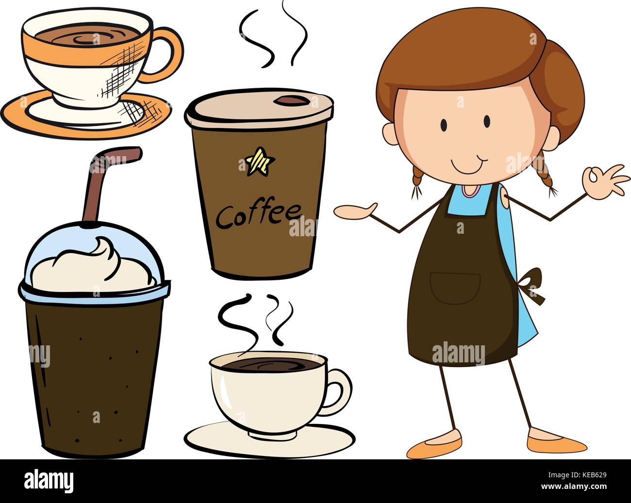 Waitress and different kind of beverage Stock Vector Image & Art - Alamy