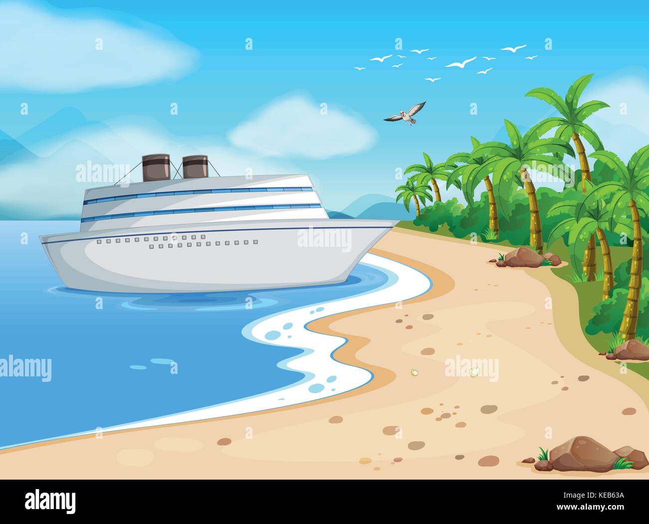 Ocean scene ferry Stock Vector Images - Alamy