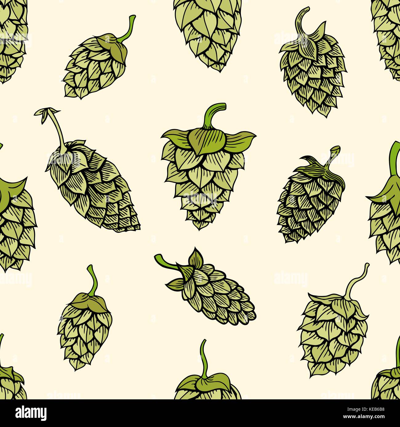 Seamless pattern with green hops. Vector illustration Stock Vector ...