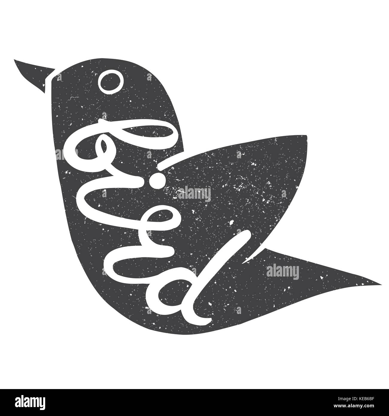 Bird with the inscription on the body. Vector illustration isolated ...