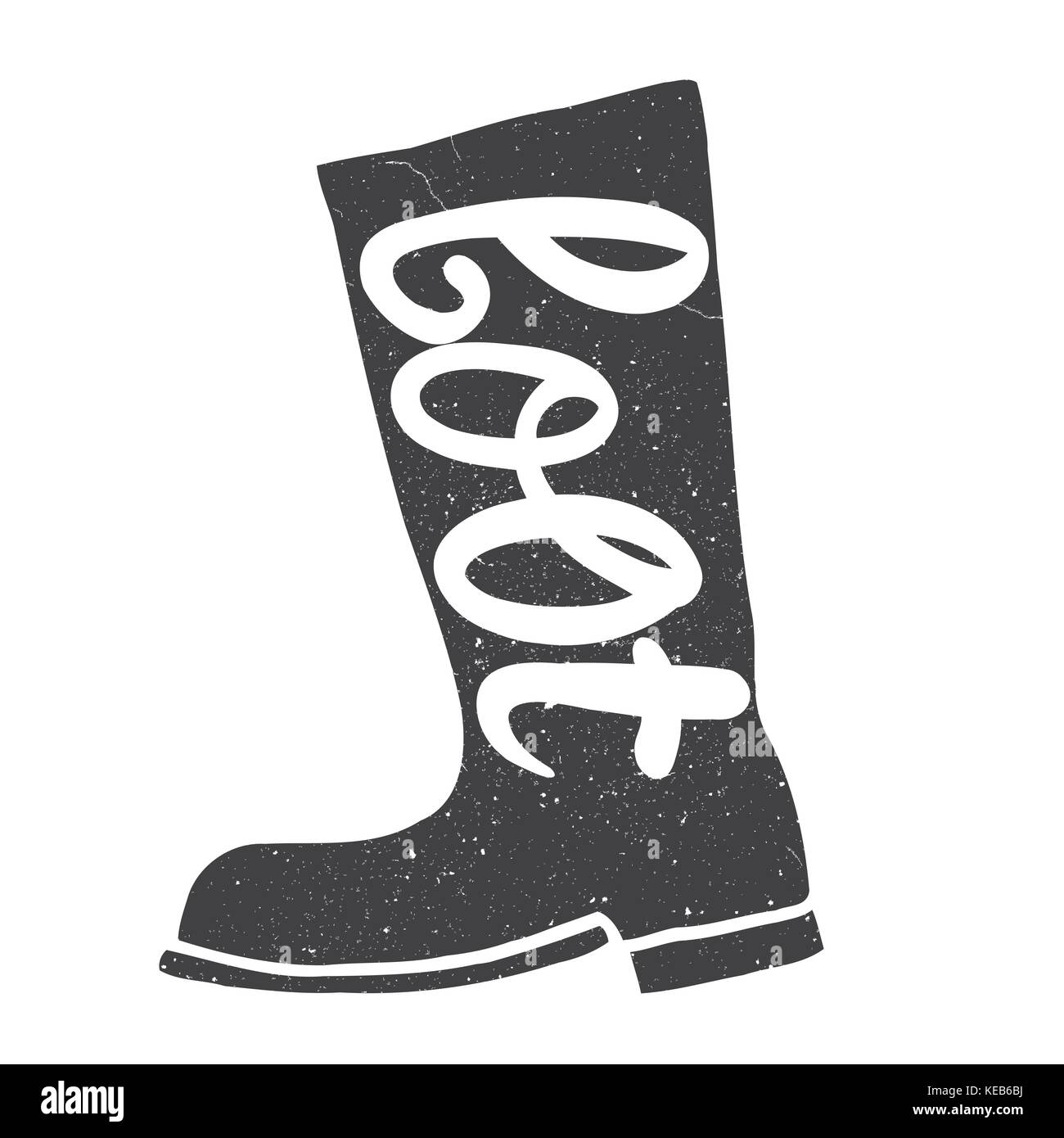 Boots with an inscription. Vector illustration isolated on white Stock ...