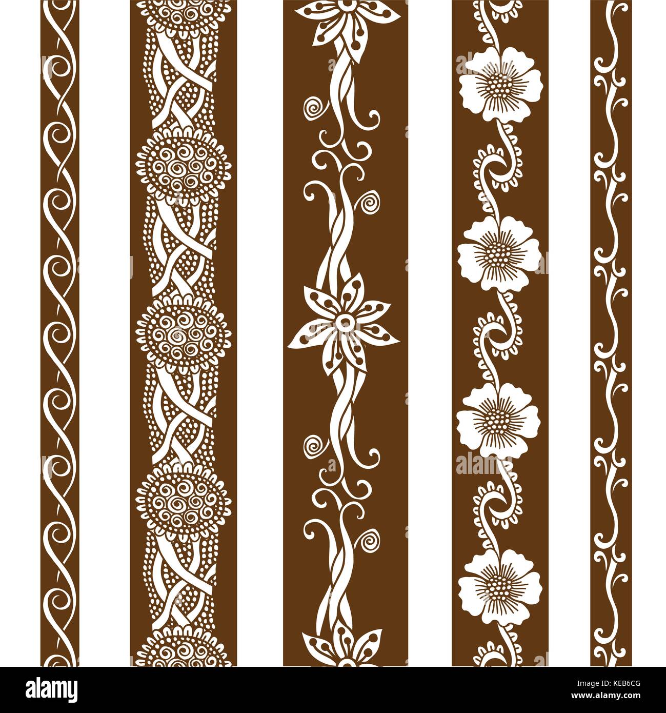 Vector set vintage ornate borders. Hand drawn henna mehndi tattoo ...