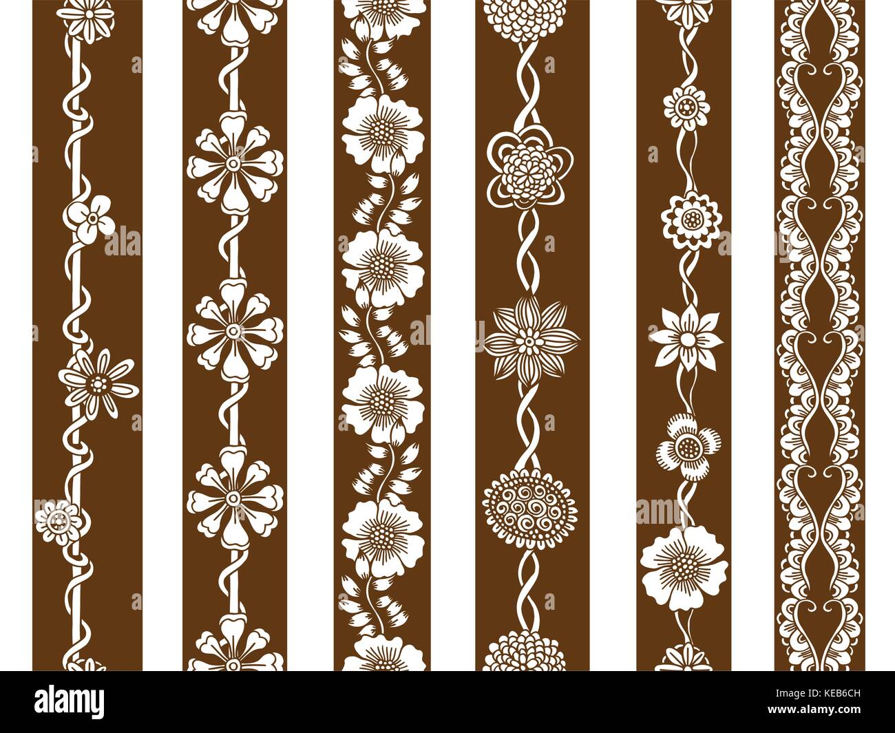 Vector set vintage ornate borders. Hand drawn henna mehndi tattoo ...