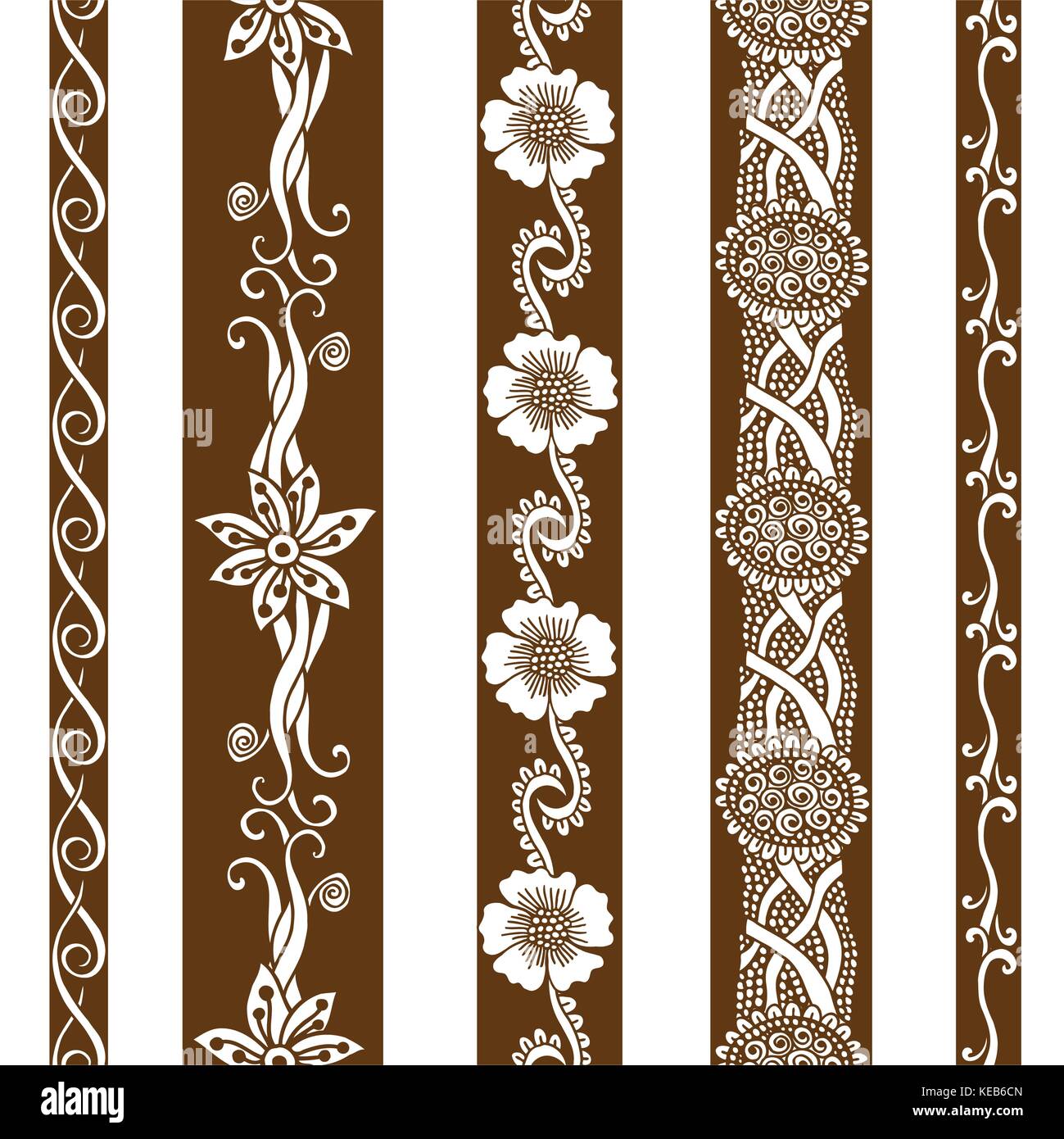 Vector set vintage ornate borders. Hand drawn henna mehndi tattoo ...