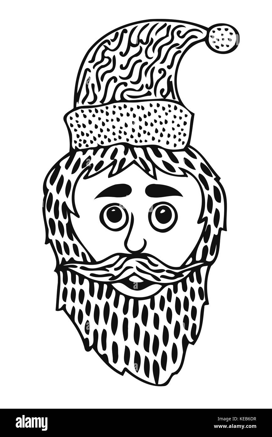 Santa Claus head. It can be used for printing on t-shirts or coloring ...