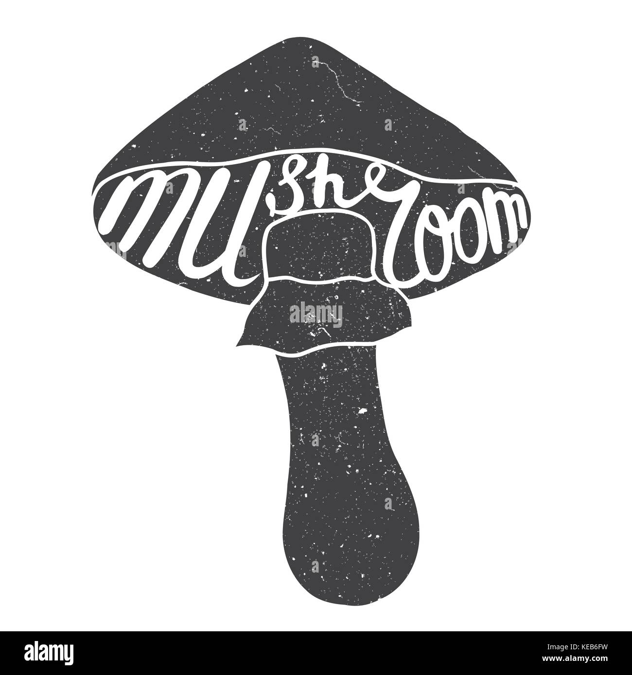 Mushroom graphic drawing trace with art lettering. Vector illustration ...