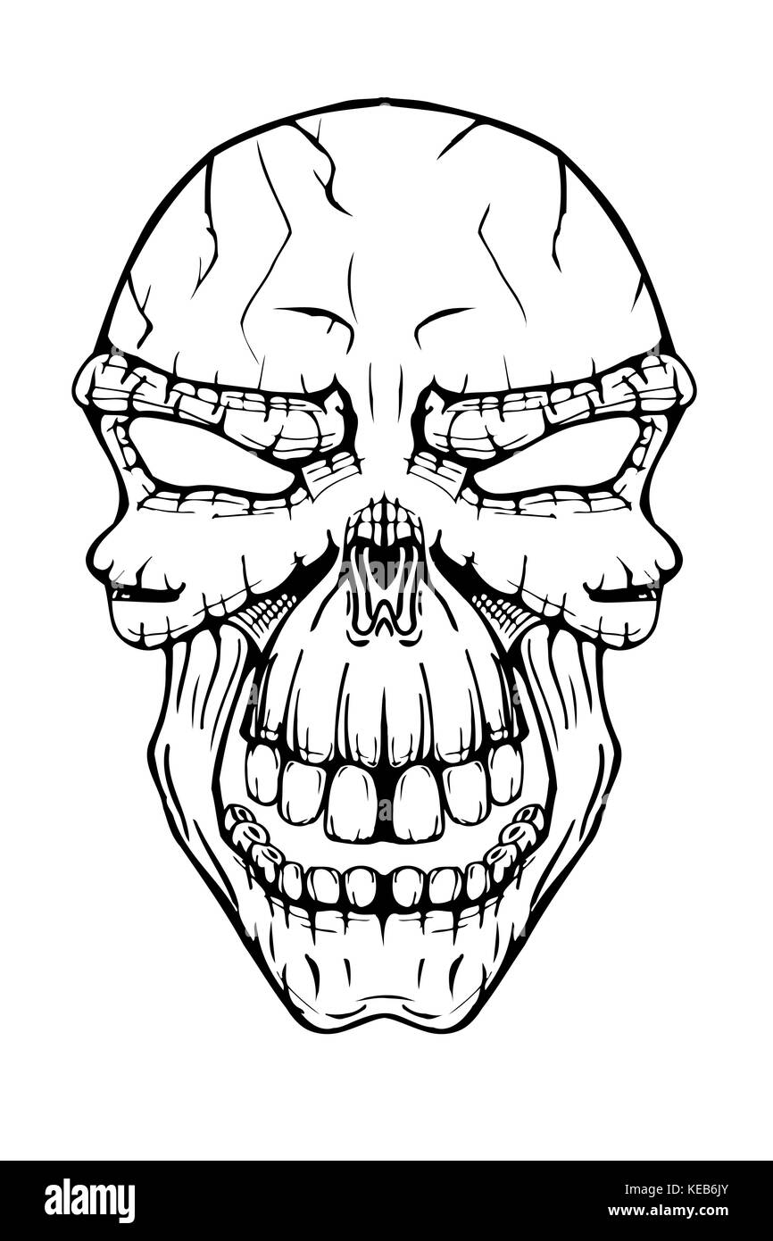 The image of the terrible skull. Vector illustration. Isolated on white ...