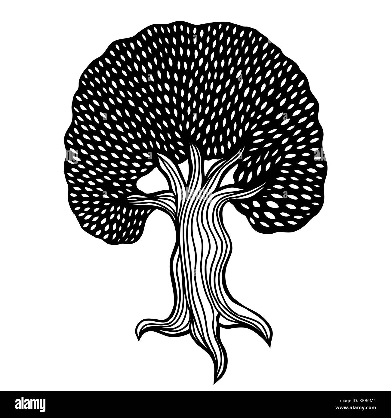 Tree Hand drawn. Vector illustration on white background Stock Vector ...