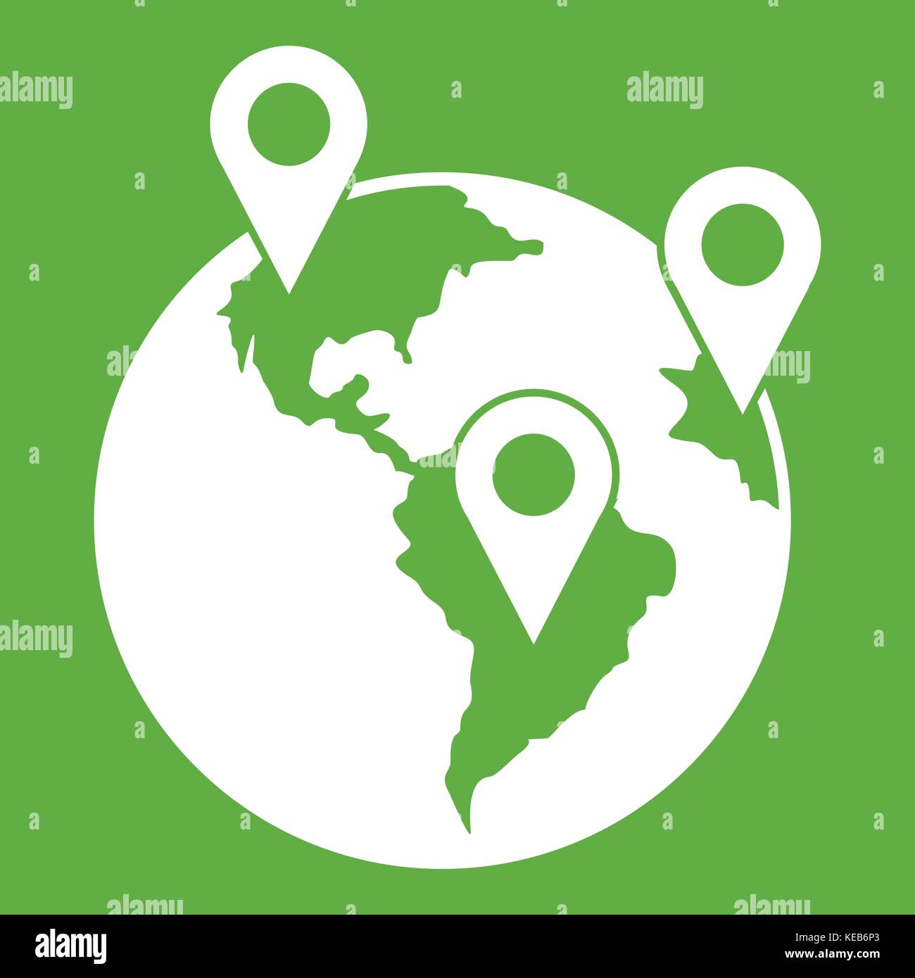 Globe and map pointers icon green Stock Vector Image & Art - Alamy