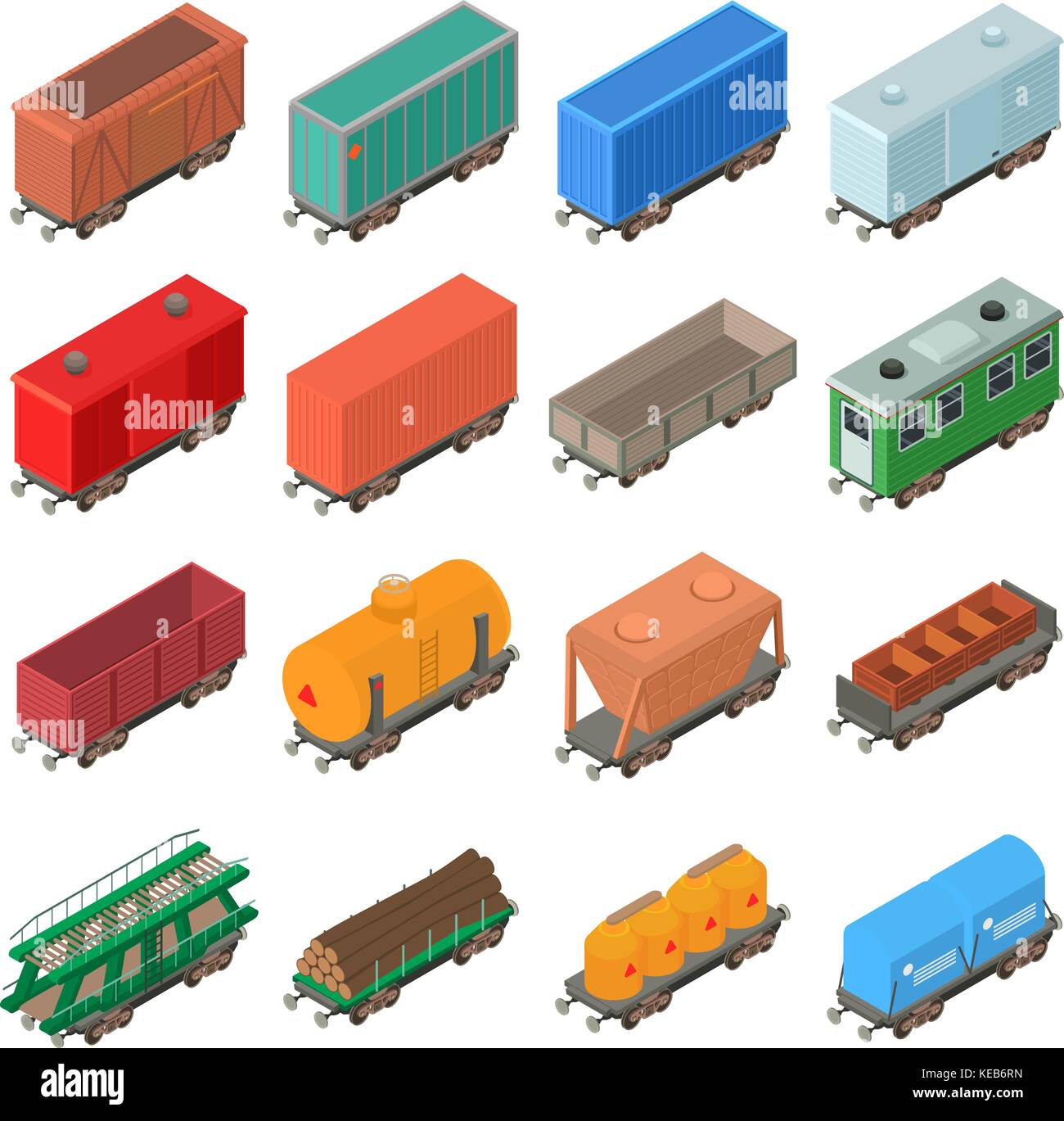 Railway carriage icons set, isometric style Stock Vector Image & Art ...