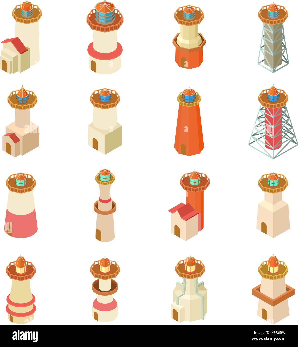 Lighthouse icons set, isometric style Stock Vector Image & Art - Alamy