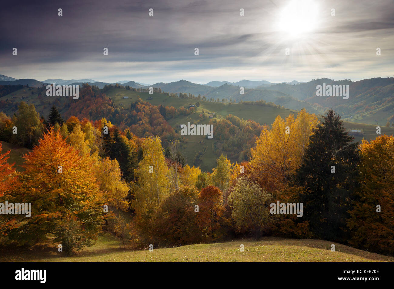 Beautiful autumn landscape in Transylvania Stock Photo - Alamy