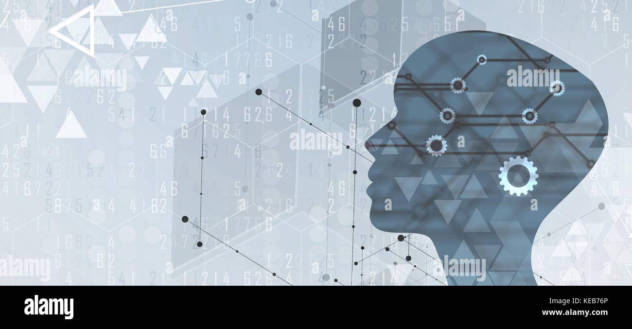 Abstract Artificial intelligence. Technology web background. Virtual ...