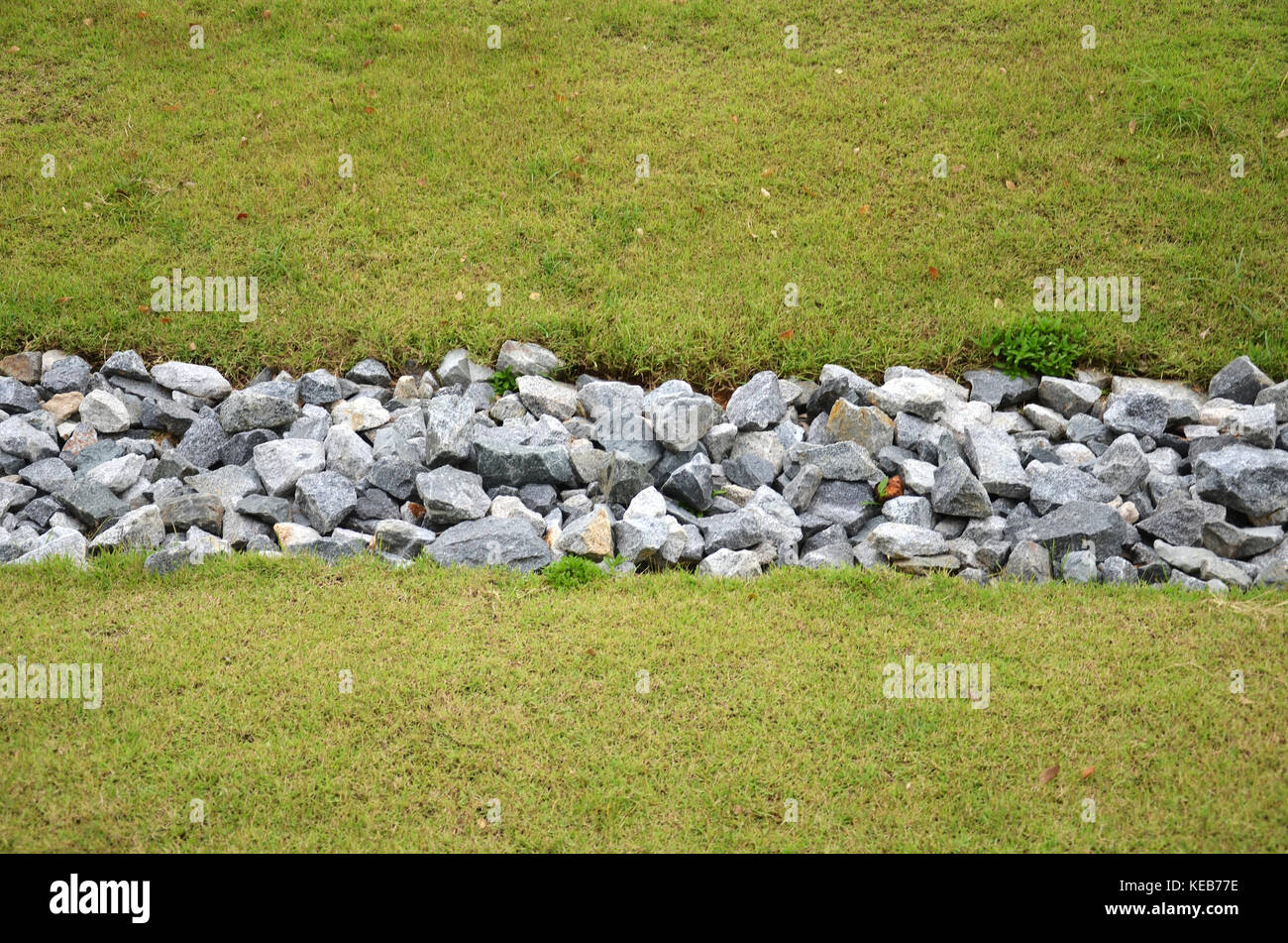 Stone and green grass in the garden Stock Photo - Alamy