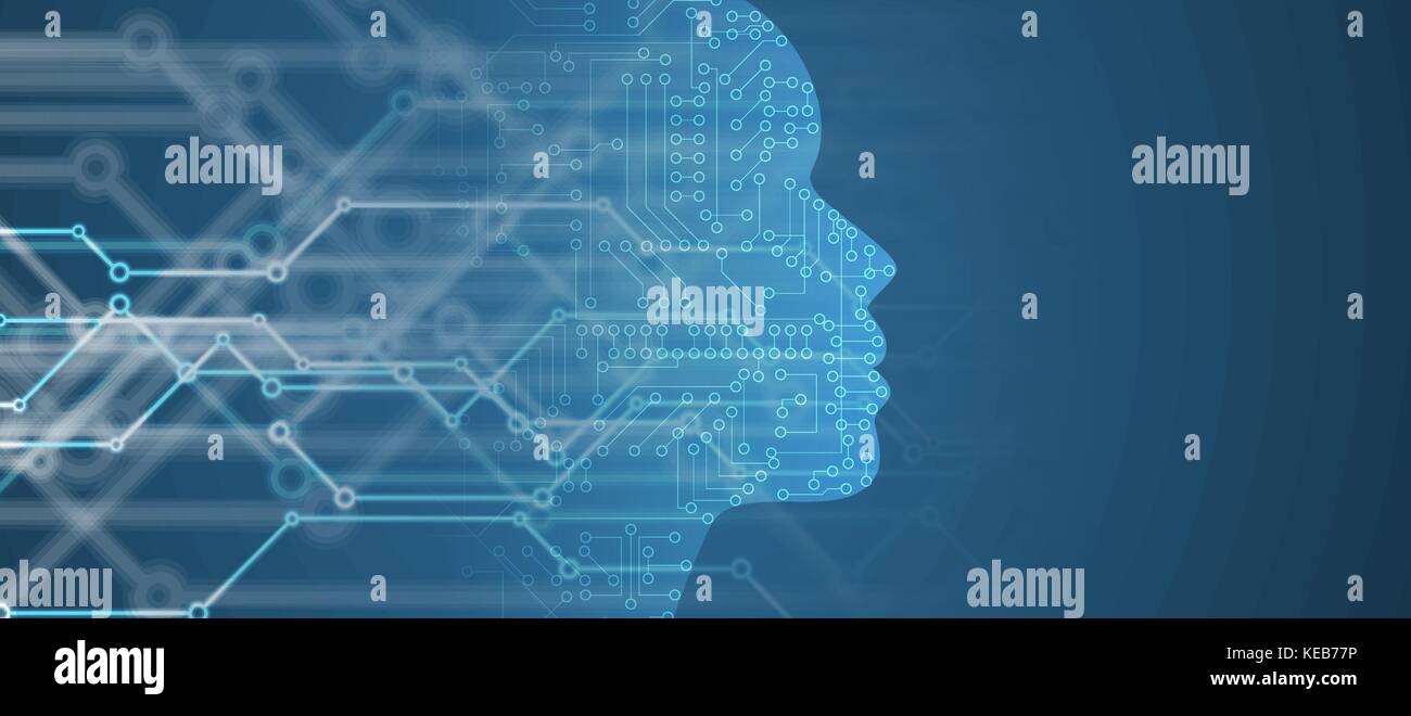 Abstract Artificial intelligence. Technology web background. Virtual ...
