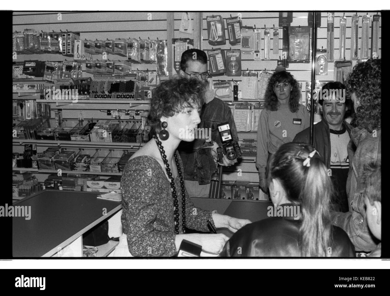 Australian actress during a visit to EDCO store in Belfast in 1989 ...
