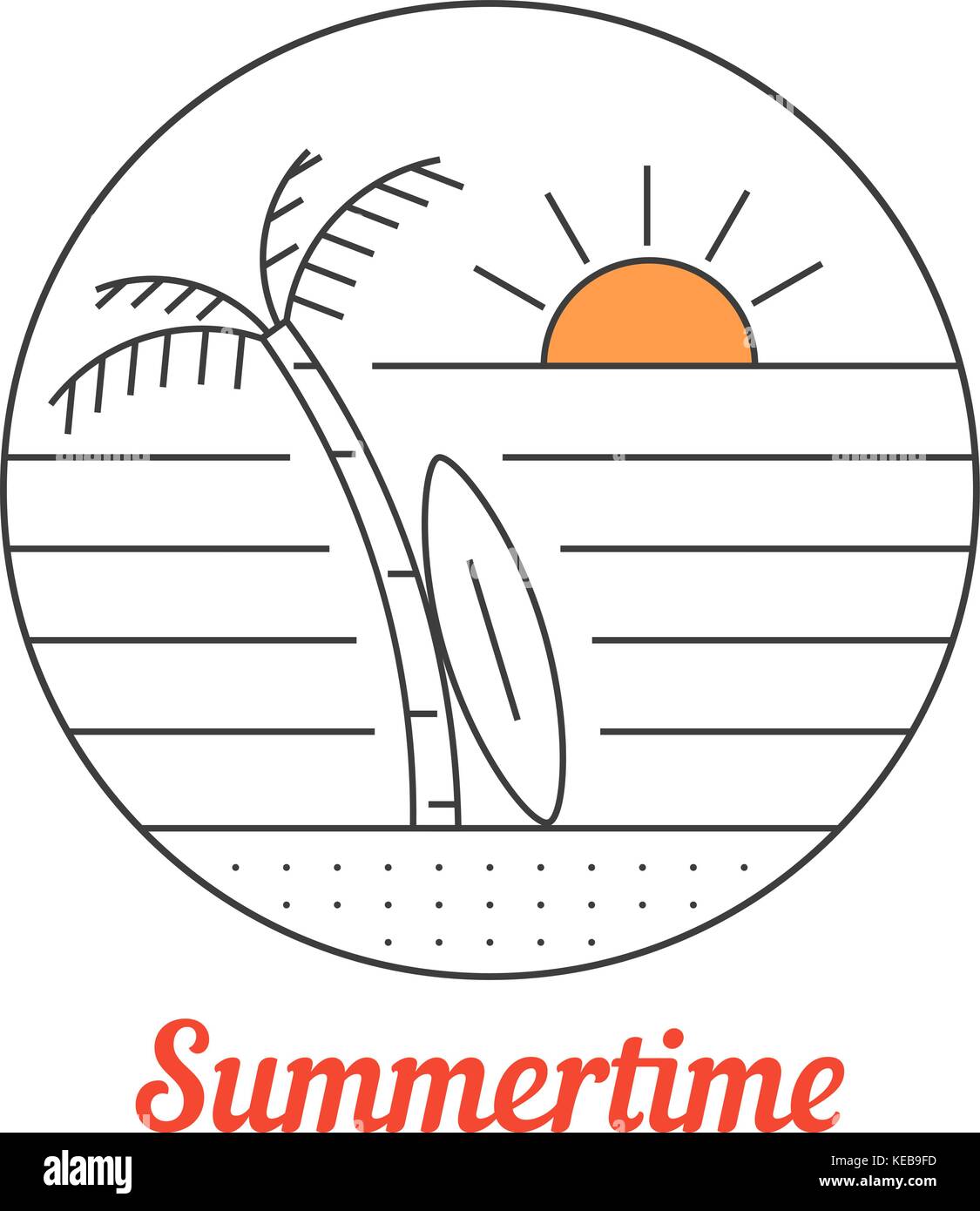 summertime icon with thin line beach Stock Vector Image & Art - Alamy